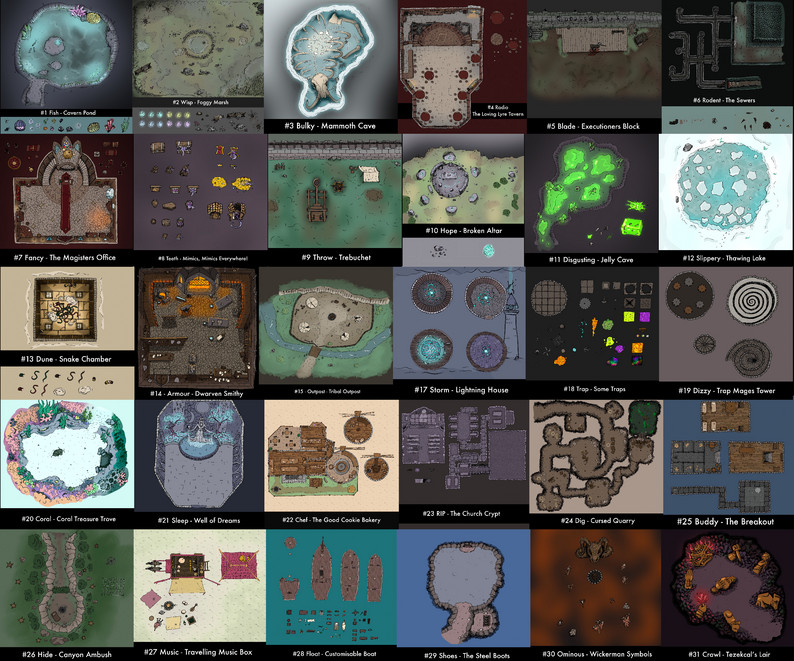 Inktober 2020 Map & Token Pack by DM Watermelon