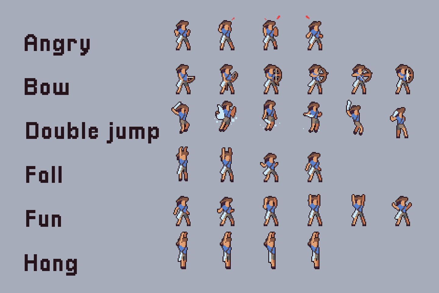 3 Character Sprite Sheets Pixel Art By Free Game Assets GUI Sprite 