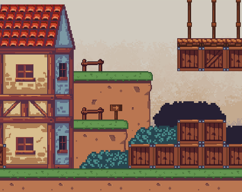 Free Platformer Pixel Art Tile Set by ZamCham