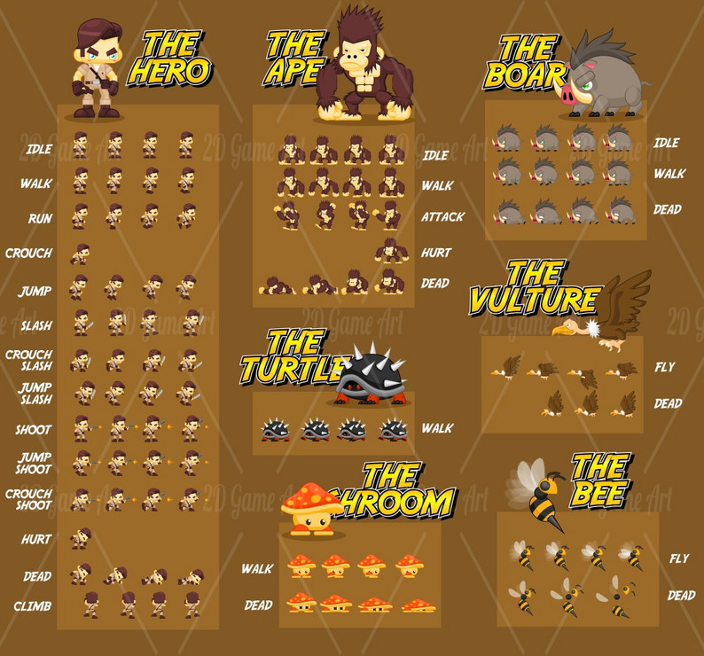 Jungle Adventure - Game Sprites by pzUH