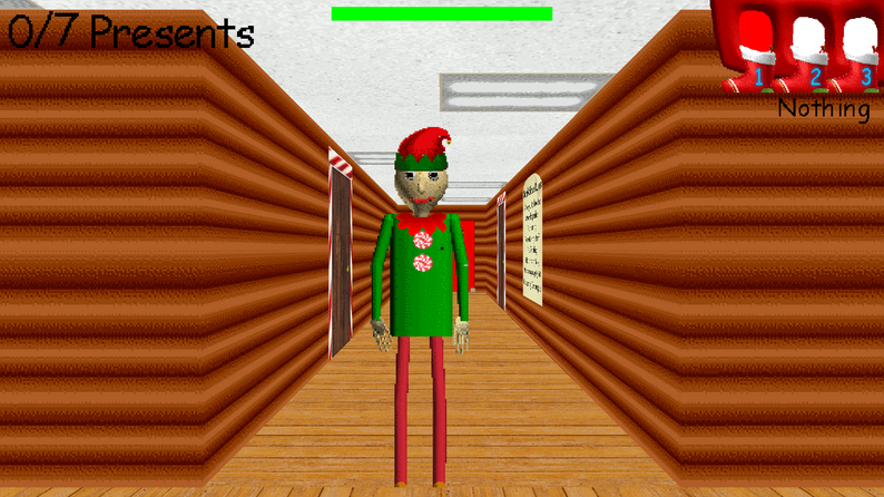 Elf Baldi's Basics in Christmas and presents by PSPLeafFox