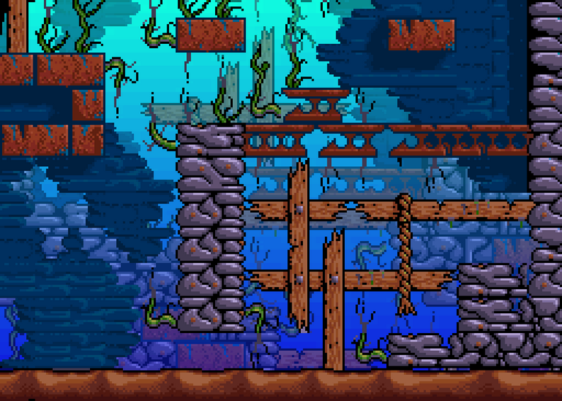 16x16 Platformer tileset Underwater FREE by Bazzy1985