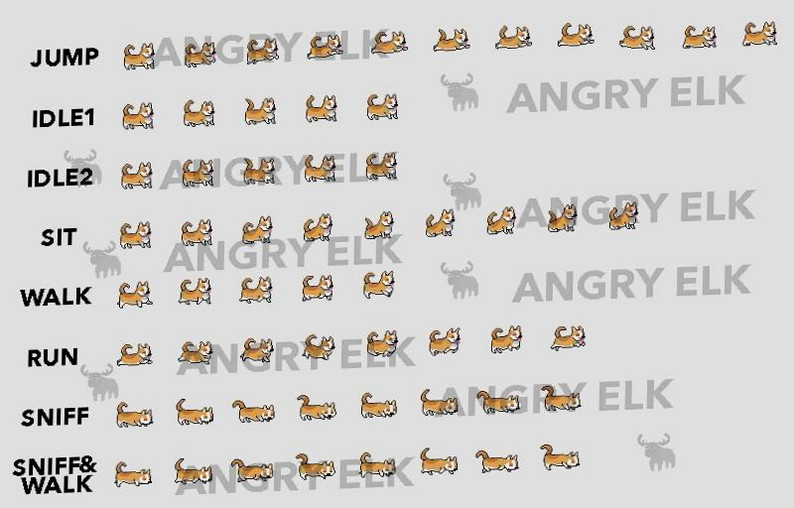 Animated Welsh Corgi Sprites by Pixelcave, Miniyeti