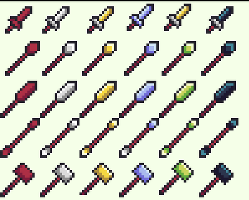 Pixel RPG Style Weapons by Tortoise Games