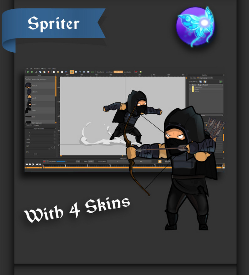 Medieval Dark Thief Game Character Sprites by overcrafted