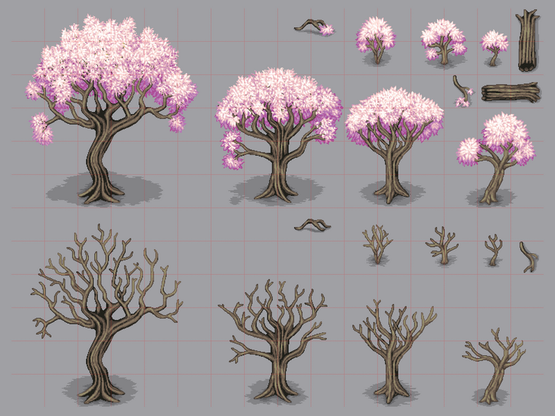 Mega Tiles Trees: Cherry Blossoms Pixel Tiles by Mega Tiles