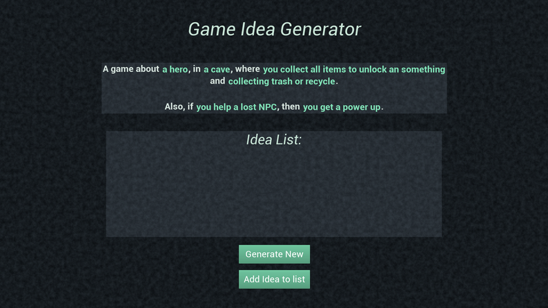 Game Idea Generator by Ali107