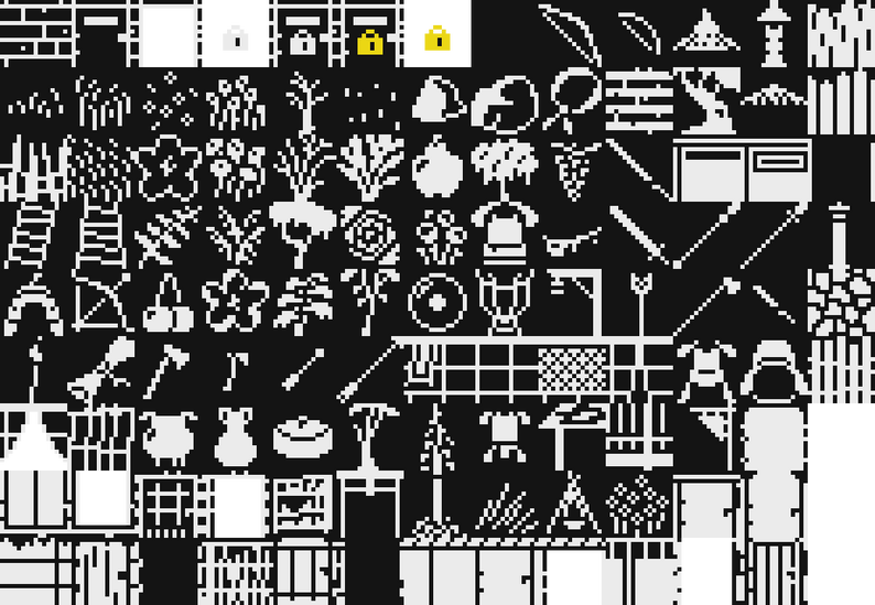 1 Bit Samurai Tileset (16x16) by griblyspixels