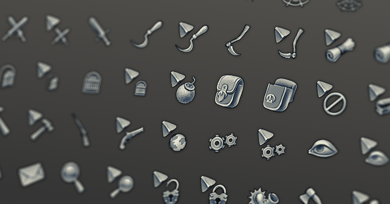 Fantasy RPG Cursors (silver) by Leonid Deburger