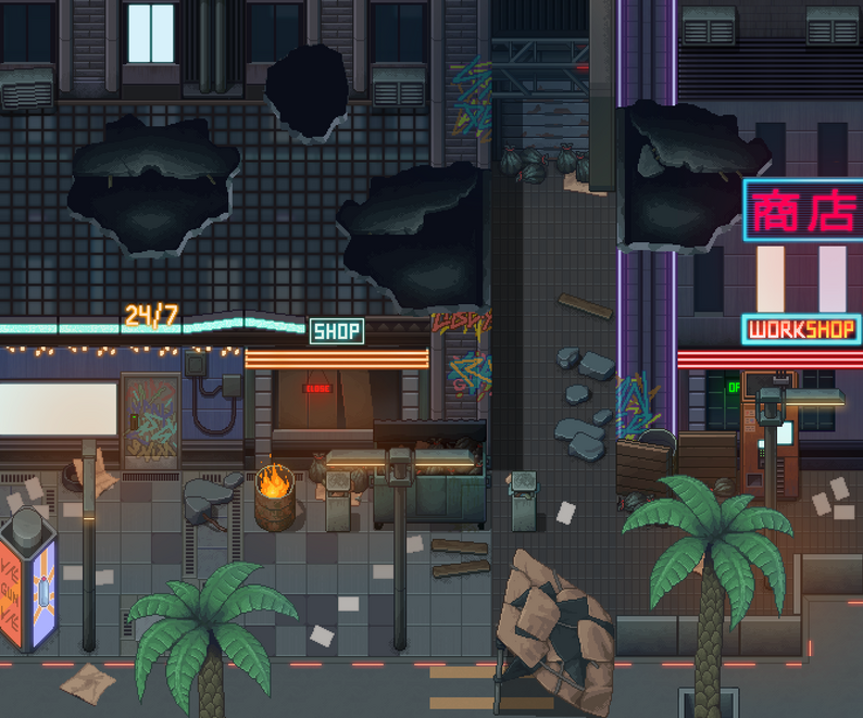 Winlu Cyberpunk Tileset - Exterior by WinLu