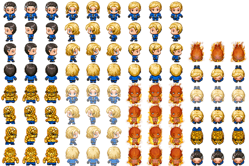 Marvel Fantastic Four Character Sprites & SV Battlers by GalacticGod
