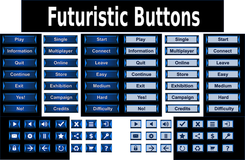 Futuristic Game Buttons | Game Art by MsRanaApps