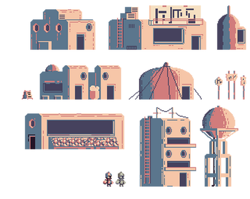 Desert Rpg 2D pixel art buildings by PIPOSCHPATZ