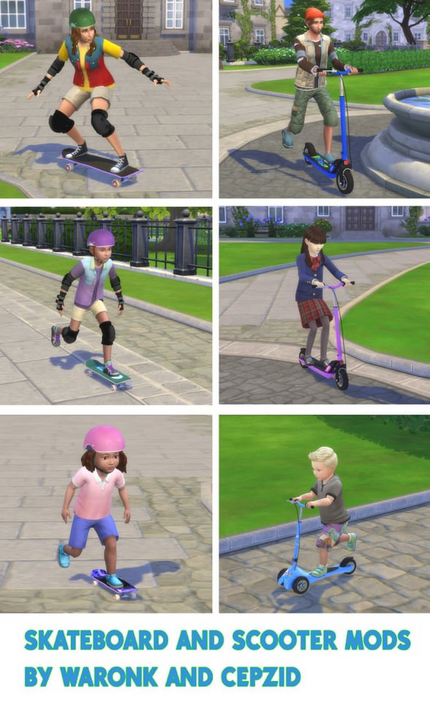 the sims 4 cc scooter and sketboard for adult, kids, and toddler by ...