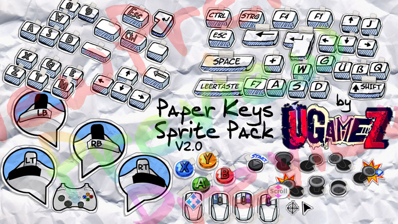 Paper Keys Sprite Pack V2.0 by U-GameZ