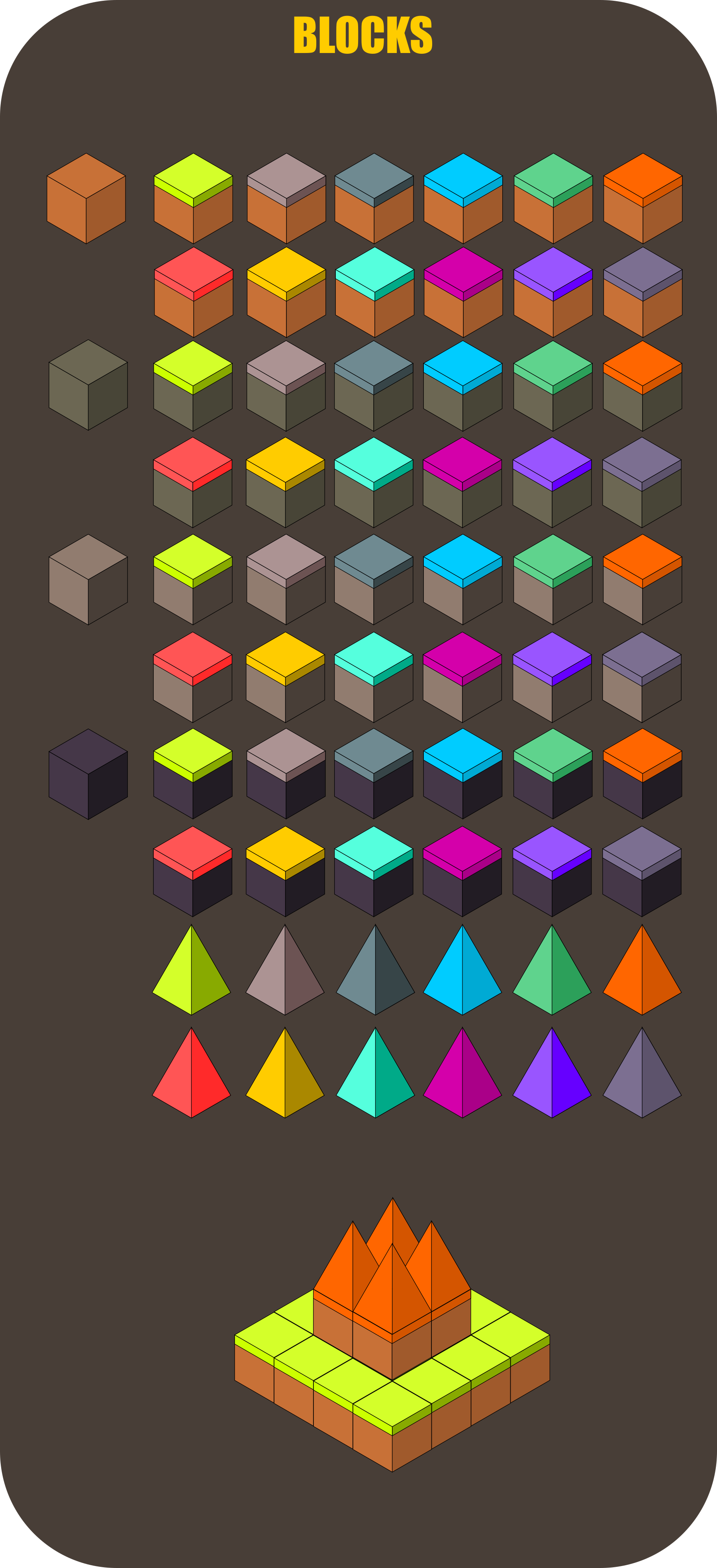 64 Isometric Blocks Pack by Four Winged Studio