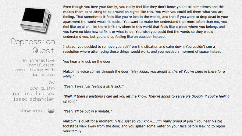 Depression Quest by Unburnt Witch