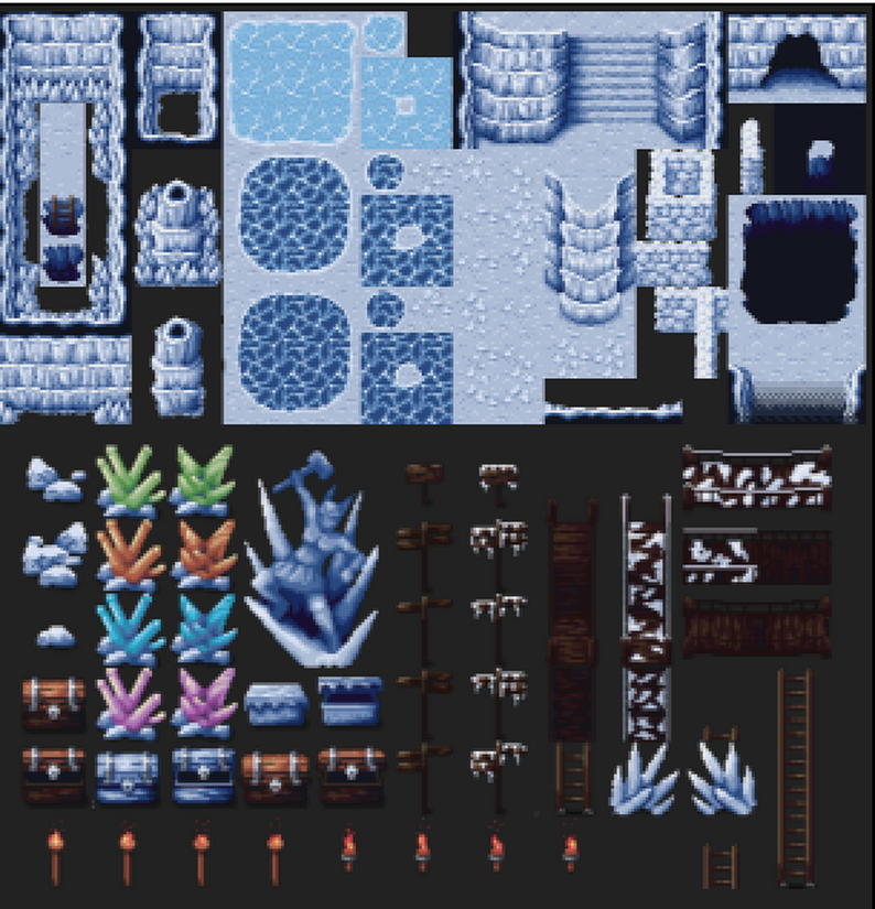 Ice Cave Tileset 32x32 by IsaVII