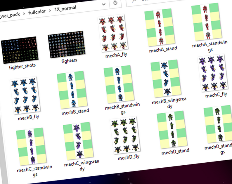Mecha War Pixel Sprite Asset Pack by finalbossblues