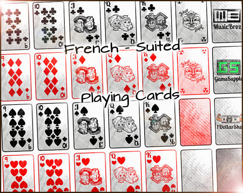 French - Suited Playing Cards (3 Different Styles) by GameSupplyGuy