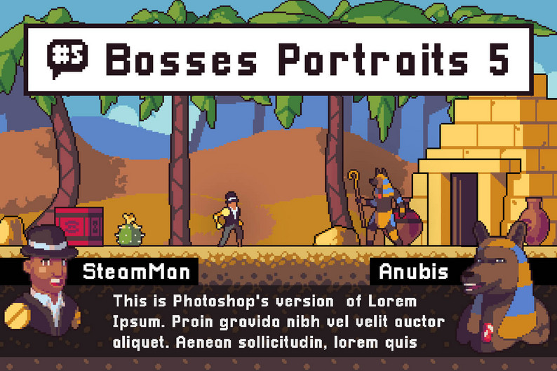 Monster Portraits Pixel Art by Free Game Assets (GUI, Sprite, Tilesets)