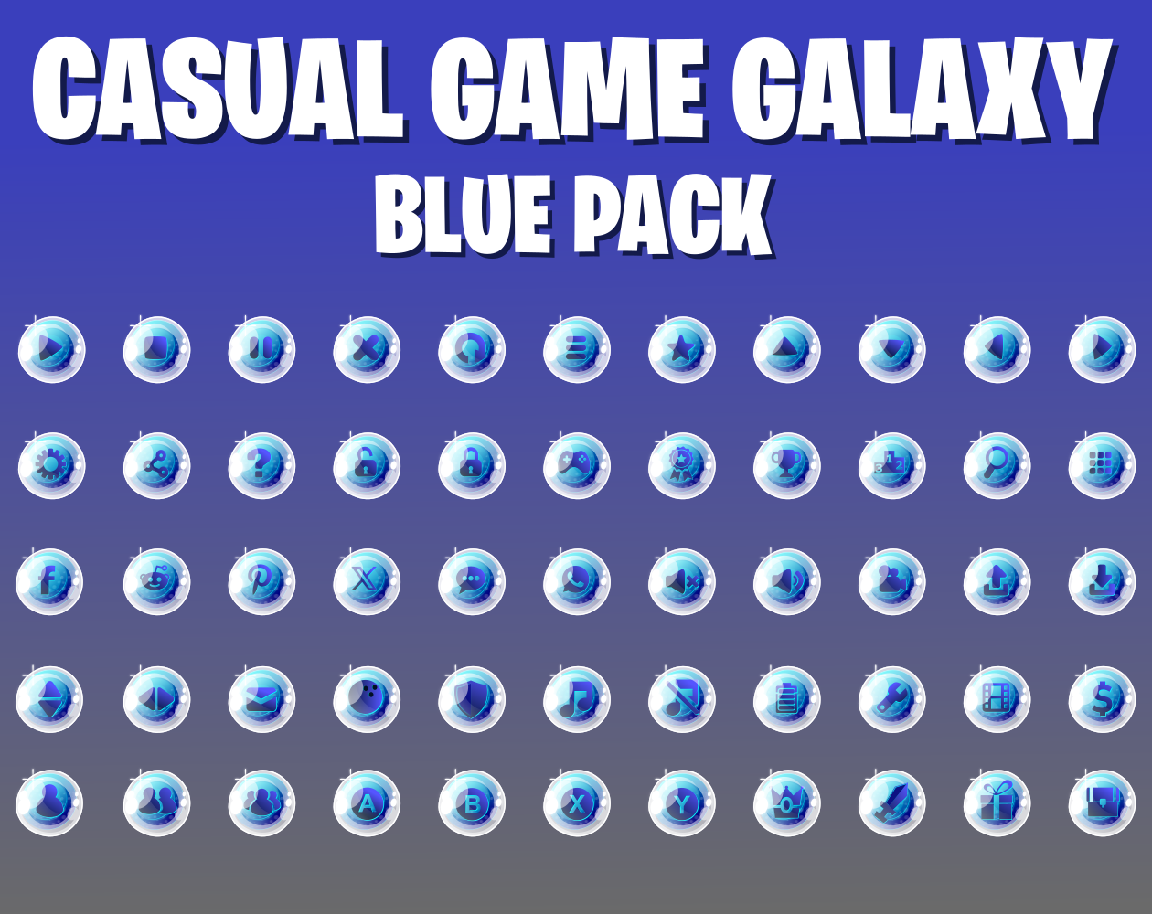 Casual Game ui button Galaxy Blue by JLS Digital Creations