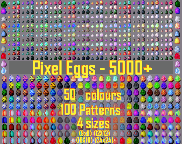 Pixel Eggs - 5000+ (size 9x8 - 24x24) by Akoro