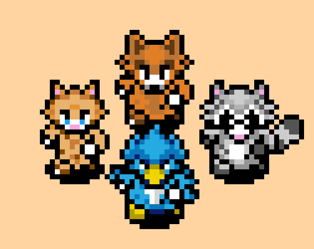 BIRD + CAT + FOX + RACCOON SPRITES by PixelFight