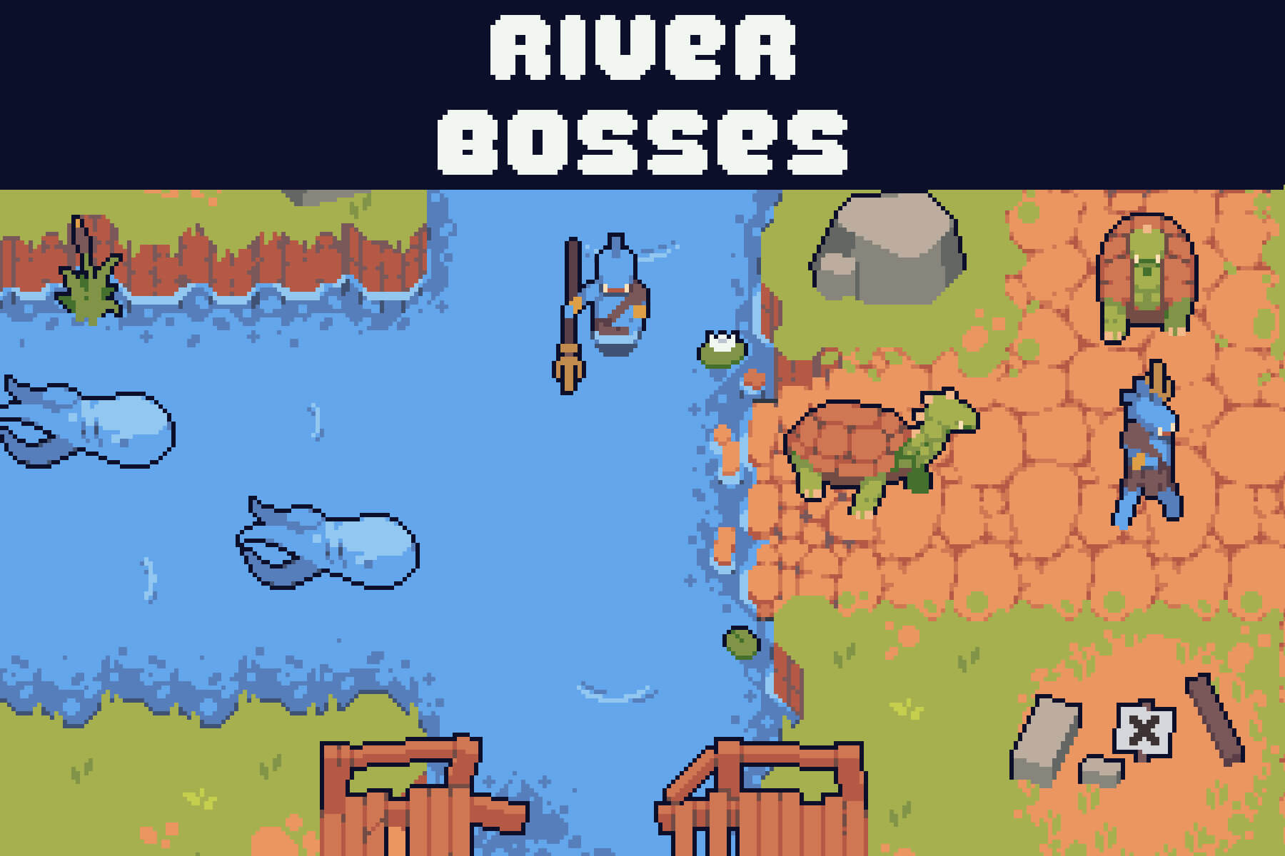 Top-Down River Bosses Pixel Art for Tower Defense by Free Game Assets ...