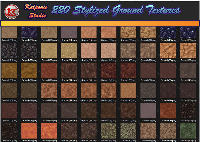 220 Stylized Ground Textures by Kalponic Studio