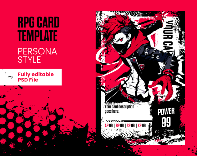 RPG Card Template - Persona Style by LadyLuck