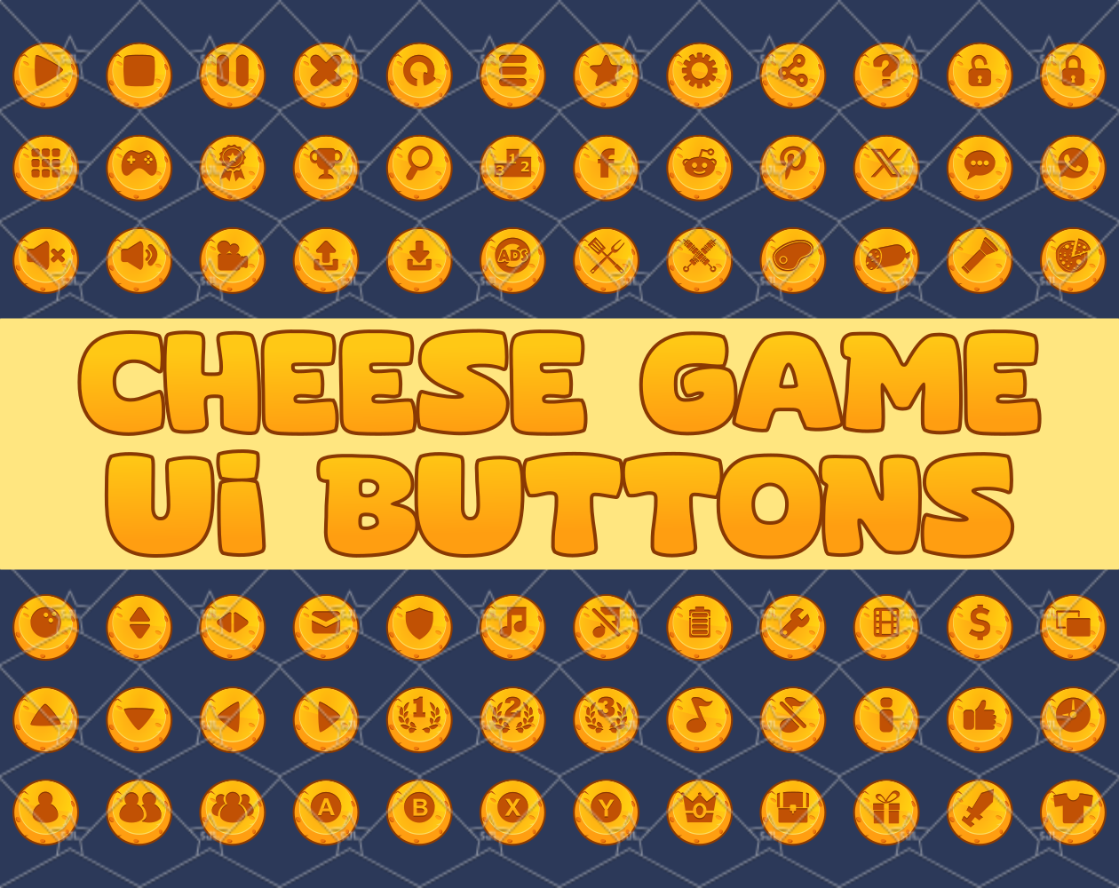 72 Cheese game ui buttons by JLS Digital Creations