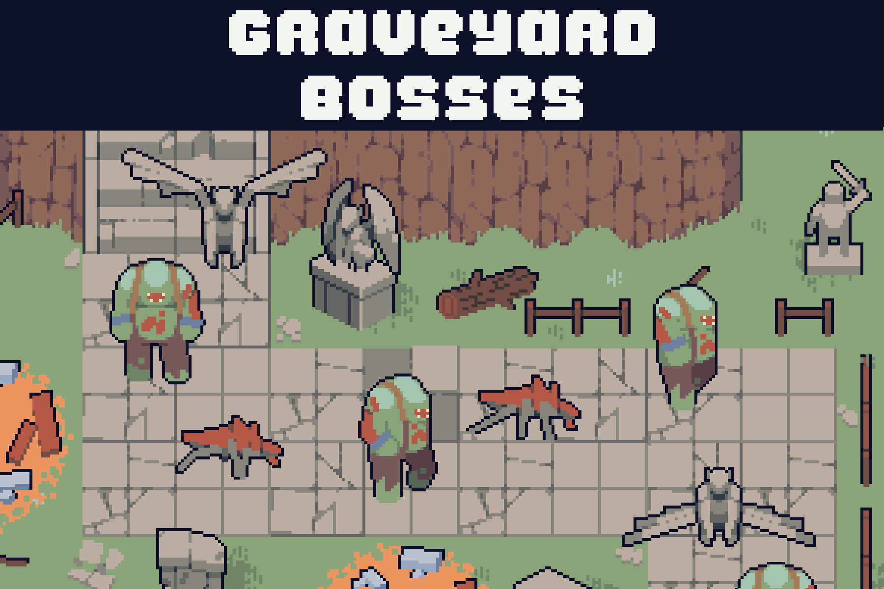 Top-Down Graveyard Monsters Pixel Art Sprite by Free Game Assets (GUI ...