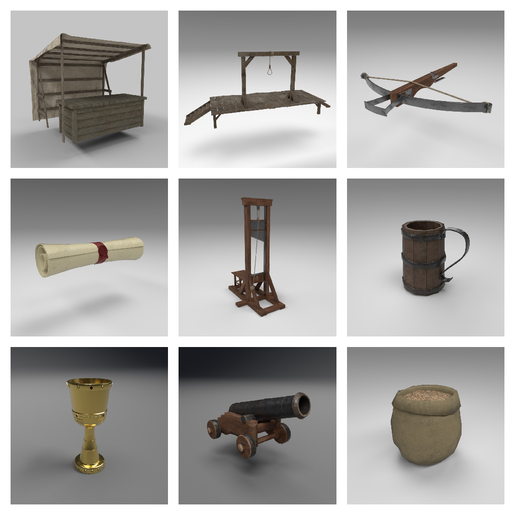 Free CC0 Medieval Props by 3dmodelscc0