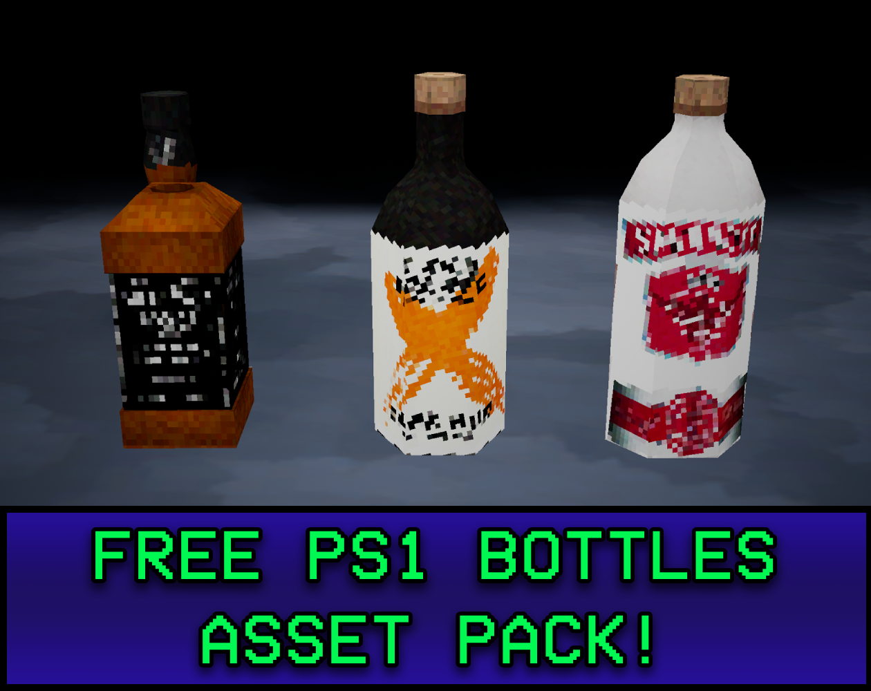 Update Version 1.1 - Scale Fixed - PSX PS1 Alcohol Bottles Low Poly ...