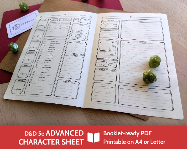 D&D 5e Advanced Character Sheet - Booklet [A5 & Half Letter] by ...