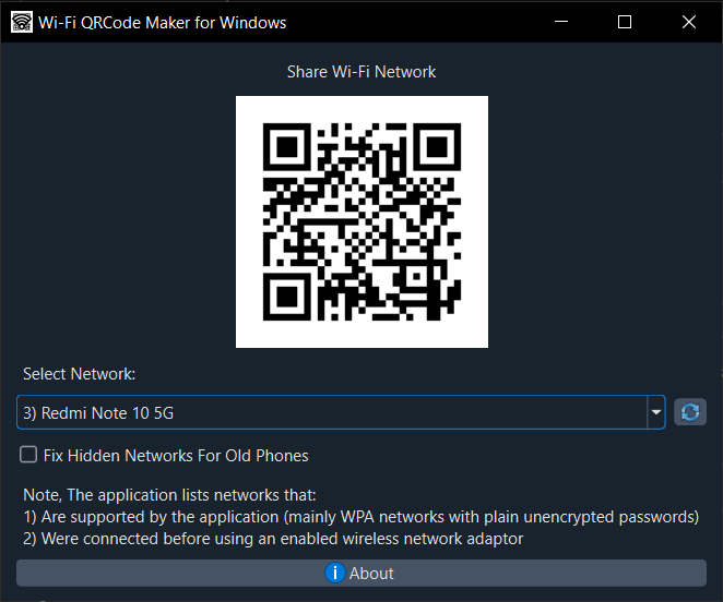 Wi-Fi QRCode Maker for Windows by Iyad Ahmed