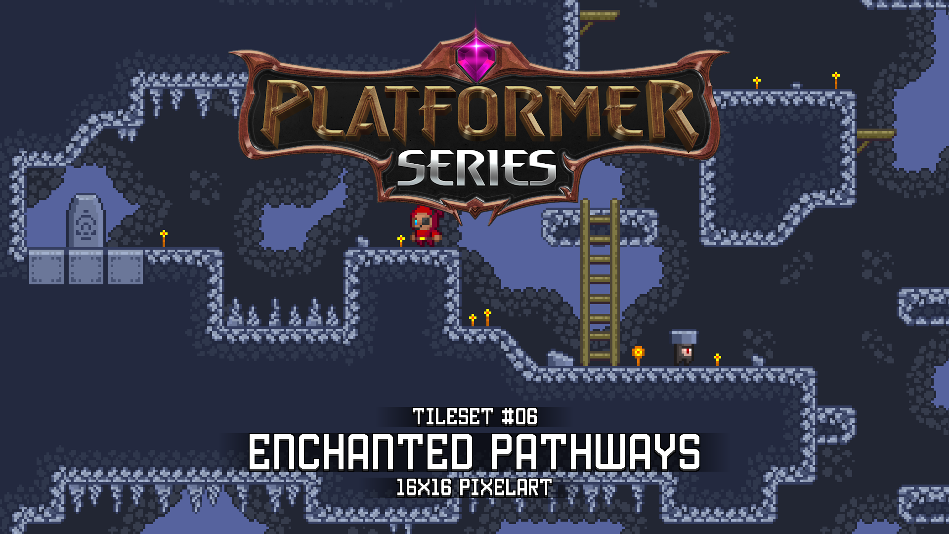 Platformer Tileset Enchanted Pathways 16x16 Pixelart by ELV Games