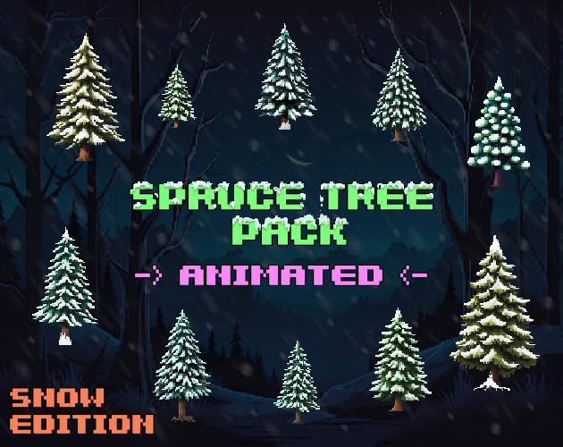 FREE Pixel Art Spruce Tree Pack - SNOW EDITION - Animated by karsiori