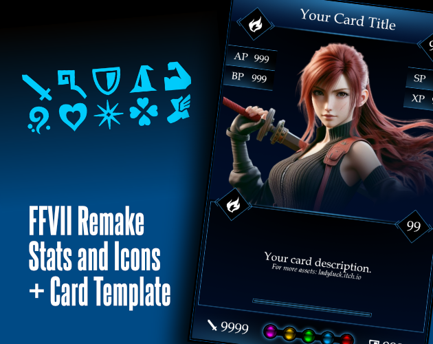 Stats and Status Icons from FFVII Remake Redone and Upscaled by LadyLuck