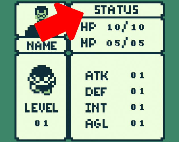 GB Studio Status Menu System Template (Up to Lvl. 16) by AA STUDIO
