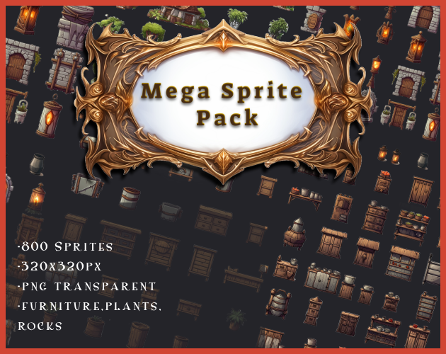 Free Mega Sprite Pack 800 by GNDLF The Maker