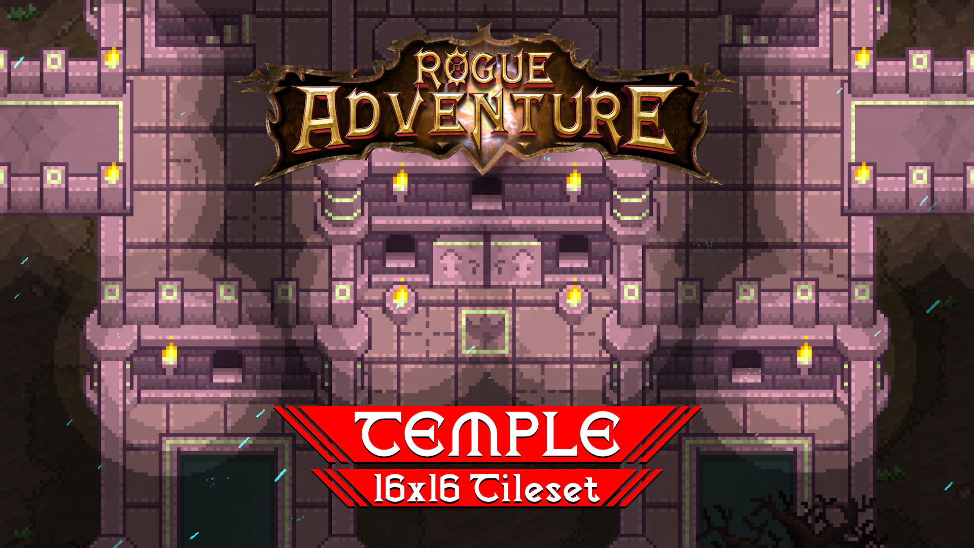 Temple Tileset 16x16 Pixelart [Rogue Adventure] by ELV Games