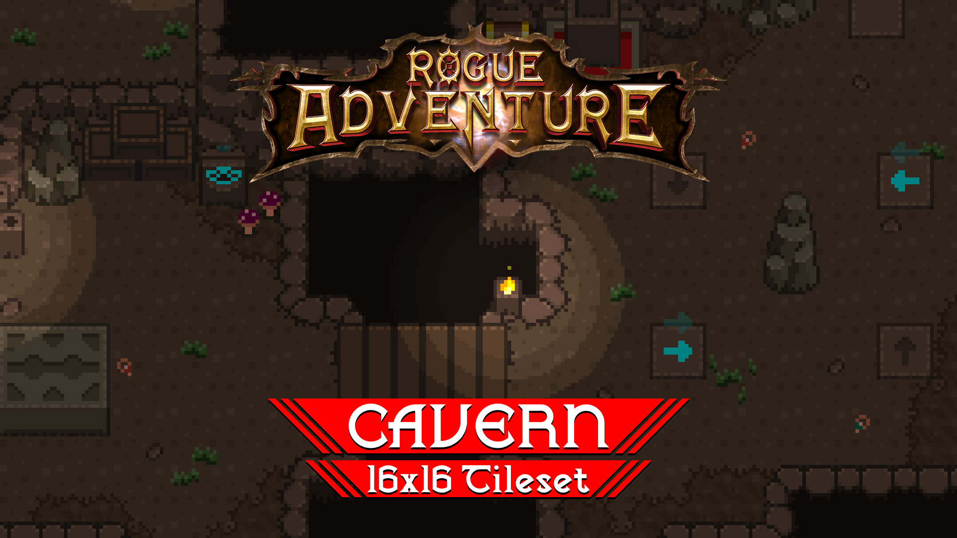 Cavern Tileset 16x16 Pixelart [Rogue Adventure] by ELV Games