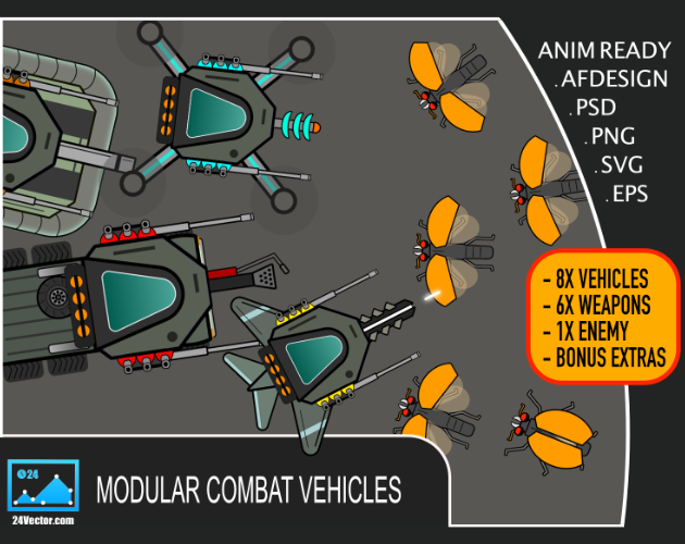 2D Asset: Modular Combat Vehicles by 24Vector
