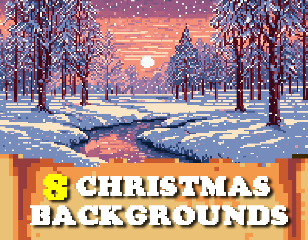 8 beautiful Christmas Backgrounds Assets (Snow, Christmas trees ...