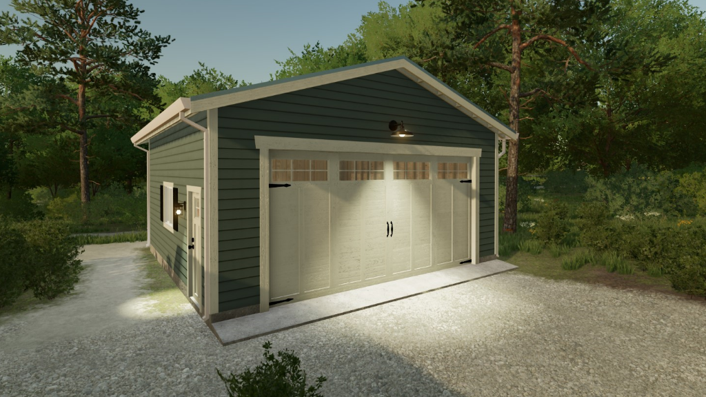FS22: American Two Car Garage by OKUsedMods