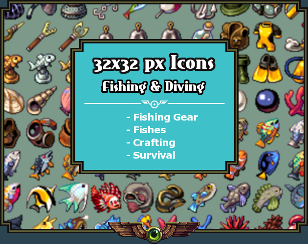 Pixel RPG Icons Fishing 32×32 by Thomas Feichtmeir "Cyangmou"