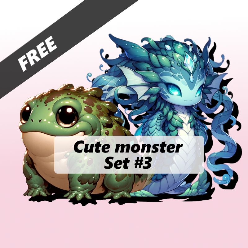 Cute monster Set #3 free version by TrulyMalicious