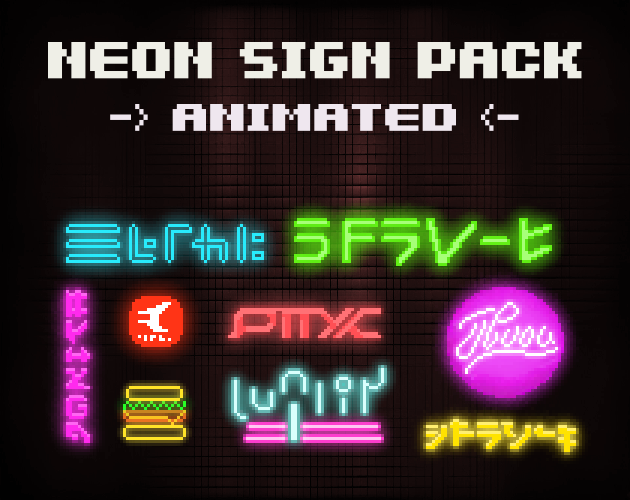 FREE Pixel Art Neon Sign Pack - Animated by karsiori